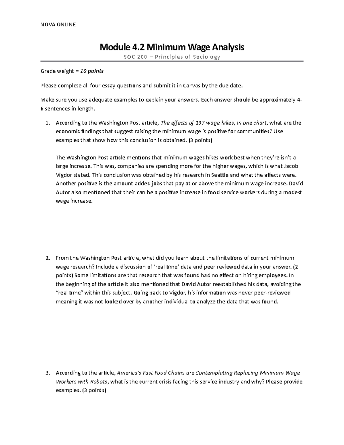 4 - SOCIOLOGY 200 - NOVA ONLINE Module 4 Minimum Wage Analysis SOC 200 ...