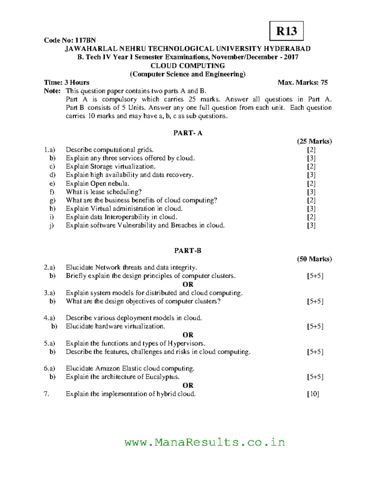 117BN112017 - question paper - Code No: 117BN JAWAHARLAL NEHRU ...