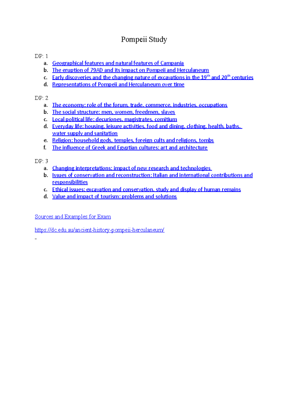 Pompeii-Study - Pompeii Notes - Pompeii Study DP: 1 a. Geographical ...