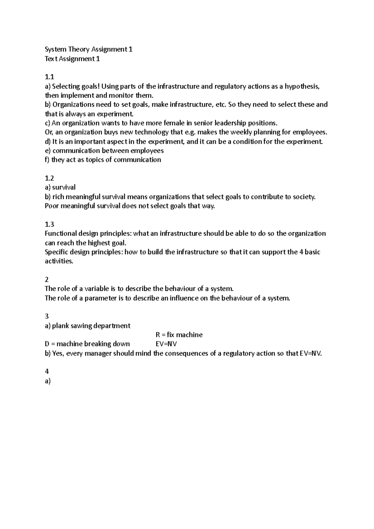 System Theory Text Assignment 1 - System Theory Assignment 1 Text Assignment 1 1. a) Selecting ...