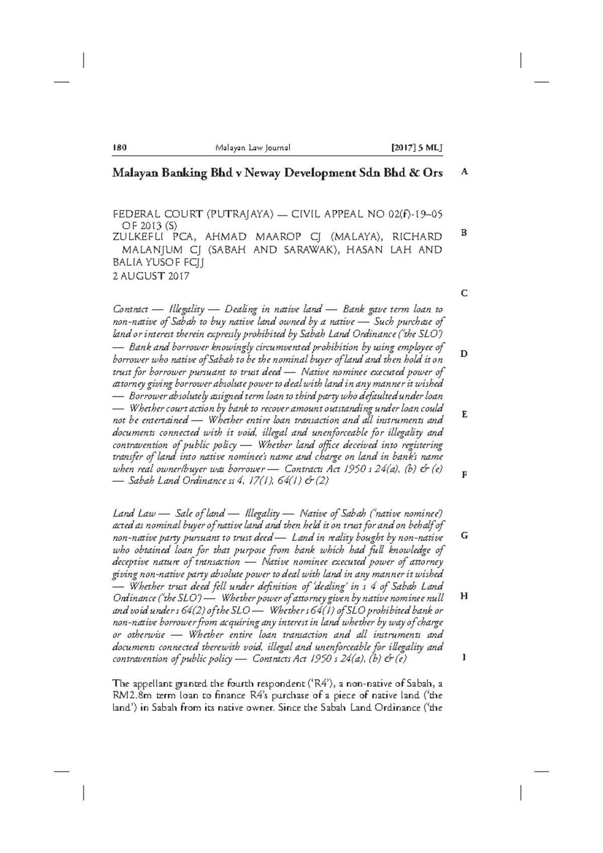 Malayan Banking Bhd v Neway Development Sdn Bhd & Ors - Since the Sabah ...