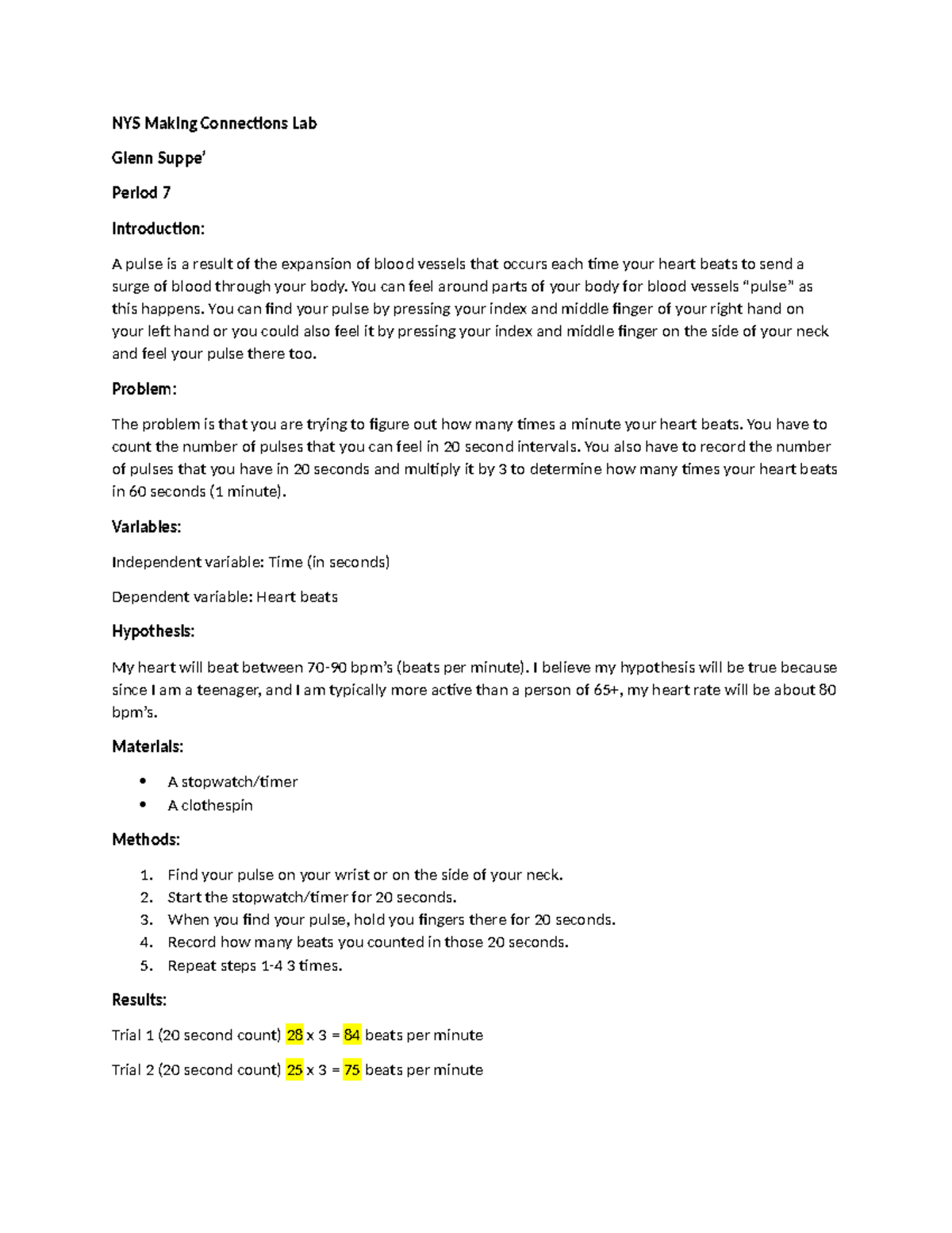 Making Corrections Lab - NYS Making Connections Lab Glenn Suppe’ Period ...