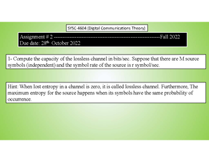 Lab 1 Manual - Department of Systems and Computer Engineering Digital Communication Theory (SYSC ...