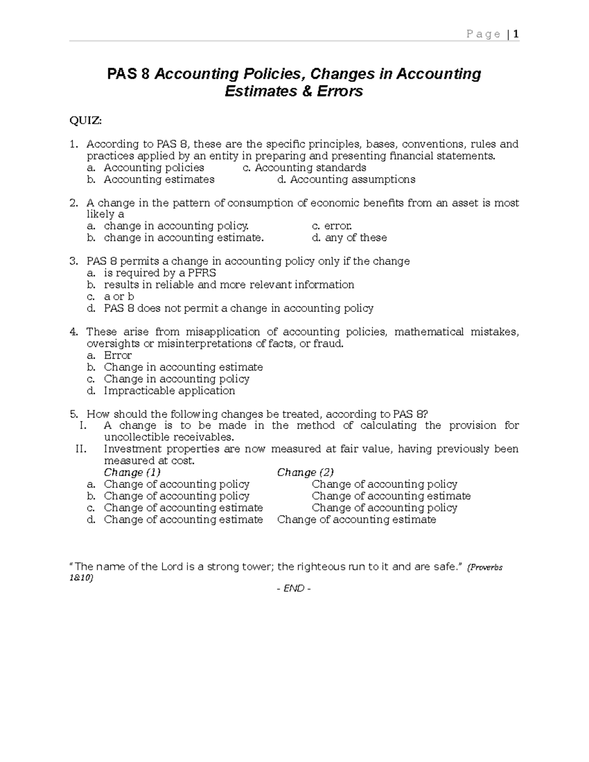 QUIZ PAS 8 Acctg Policies, Changes IN Acctg Estimates & Errors - P a g ...
