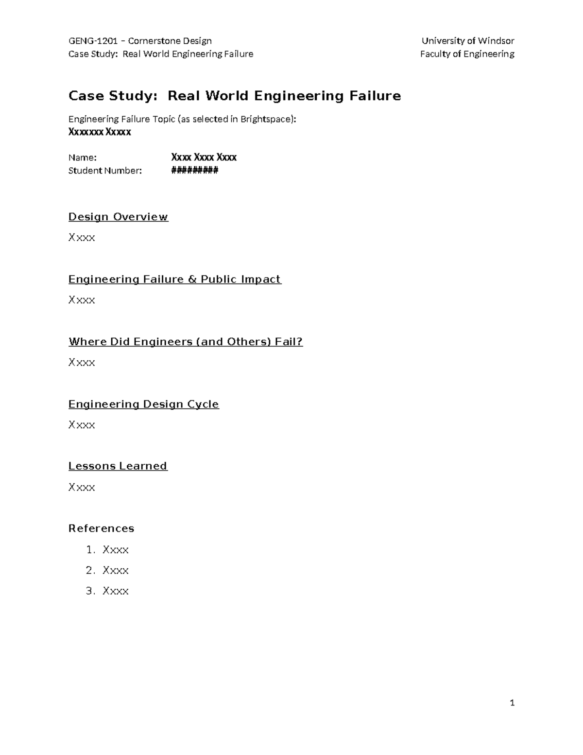 Case Study - Real World Engineering Failure - Report Template - GENG ...
