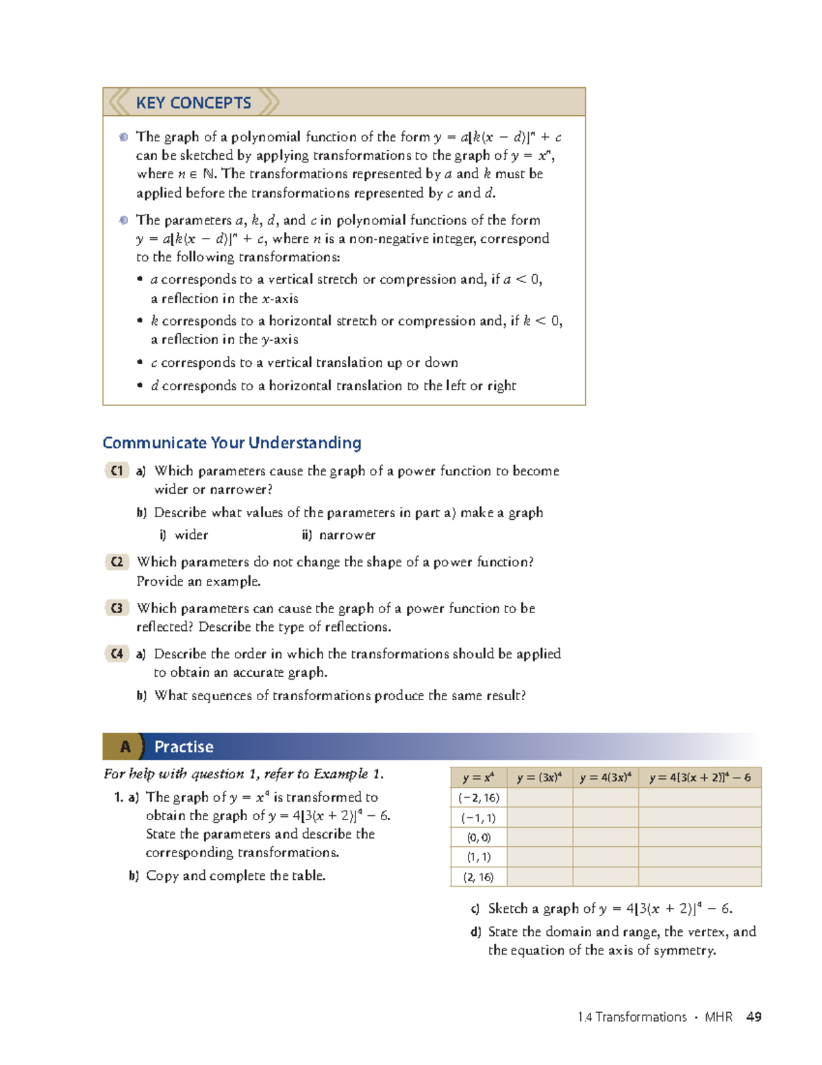 1.4 Practice - Unit 2 Homework for Trig. - ####### KEY CONCEPTS The ...