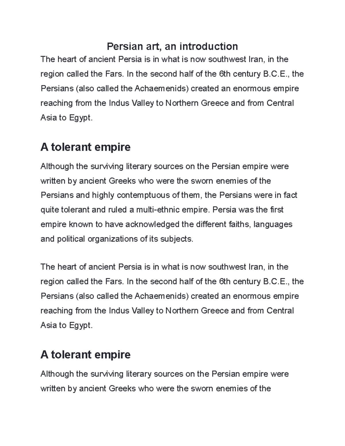 Persian art, an introduction - In the second half of the 6th century B ...