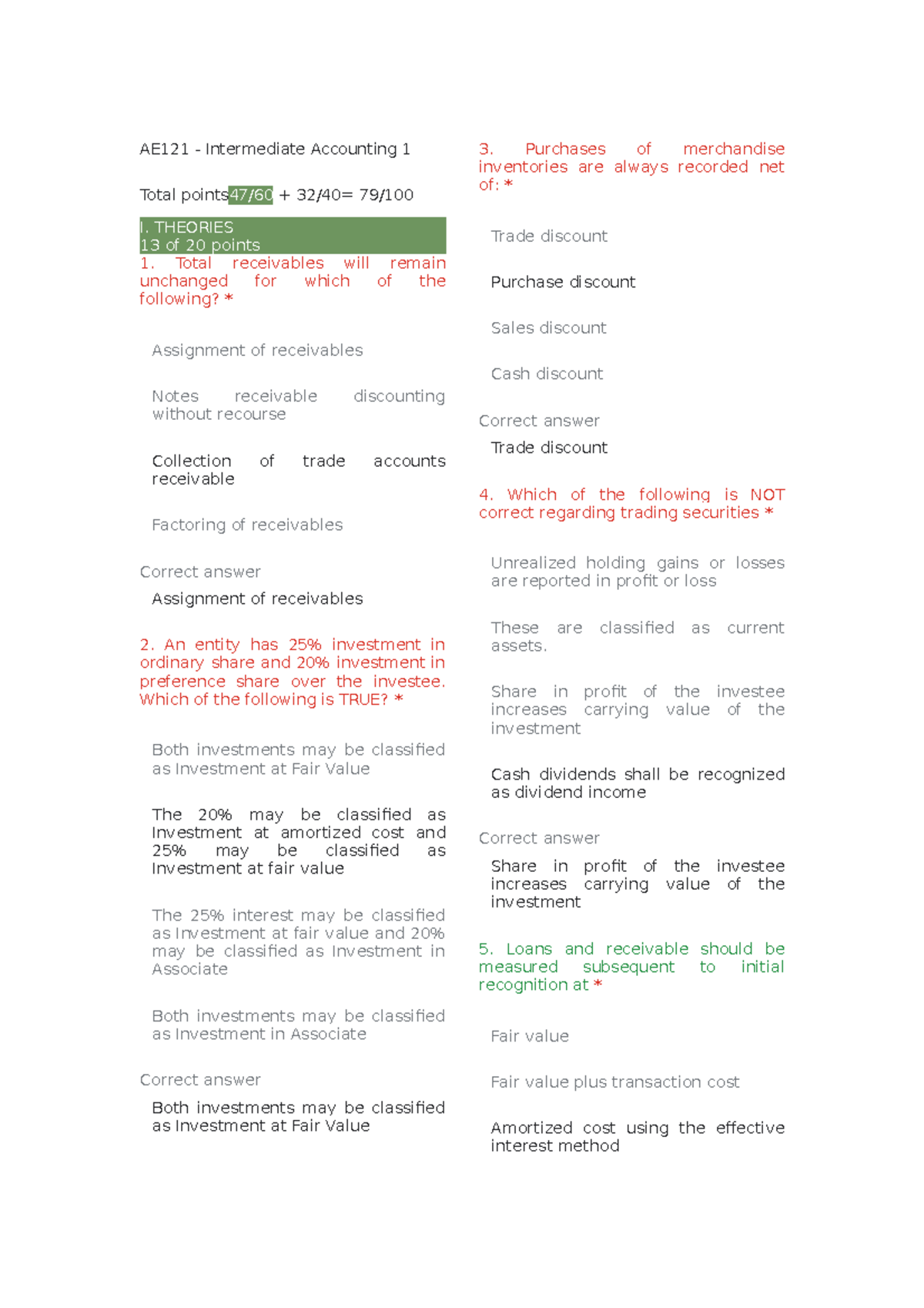 EXAM902 - Lecture Notes - AE121 - Intermediate Accounting 1 Total ...