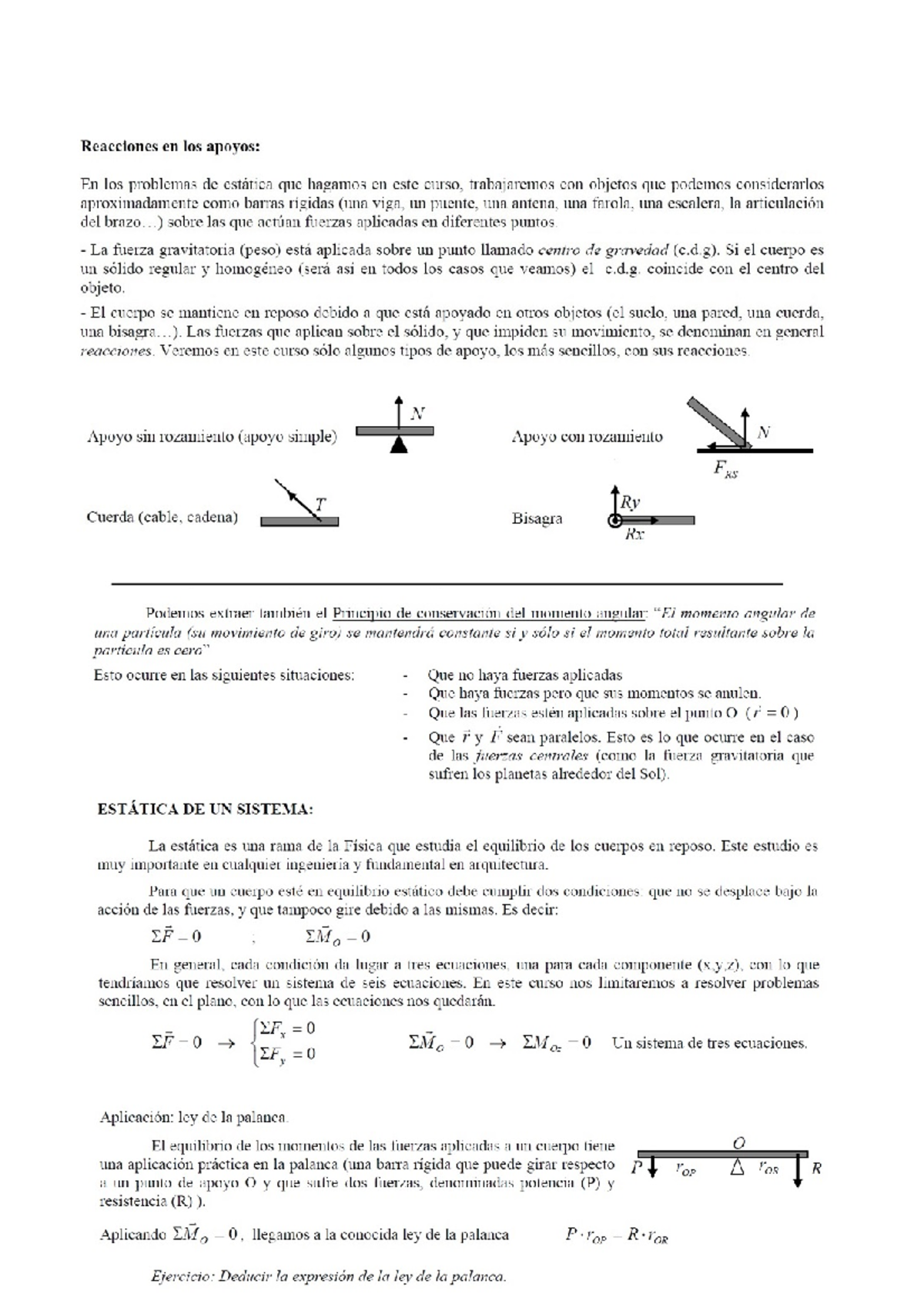 Estatica Resumen - Fisica I - Física I - Studocu