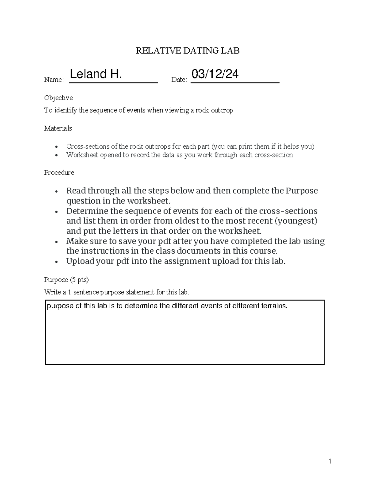 Relative+dating+lab+worksheet finsihed - RELATIVE DATING LAB Name: Date ...