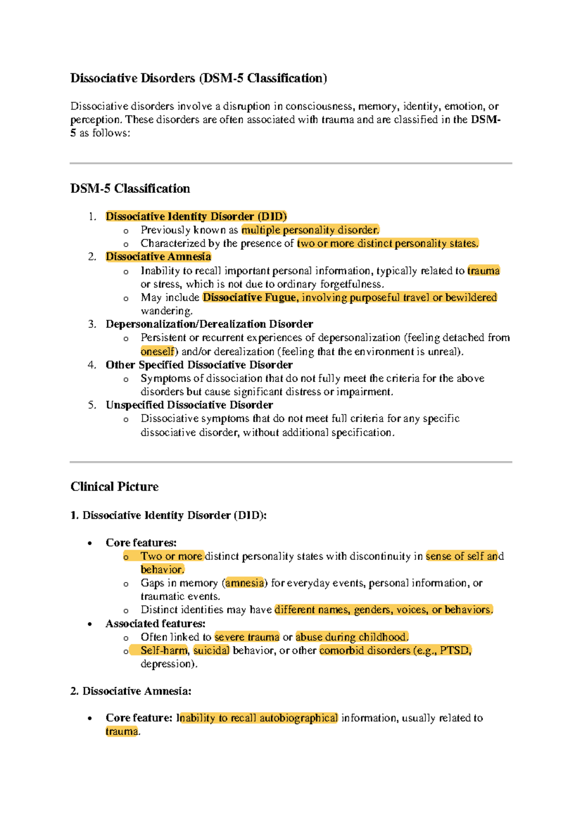 Trauma and dissociative disorder - Dissociative Disorders (DSM-5 ...