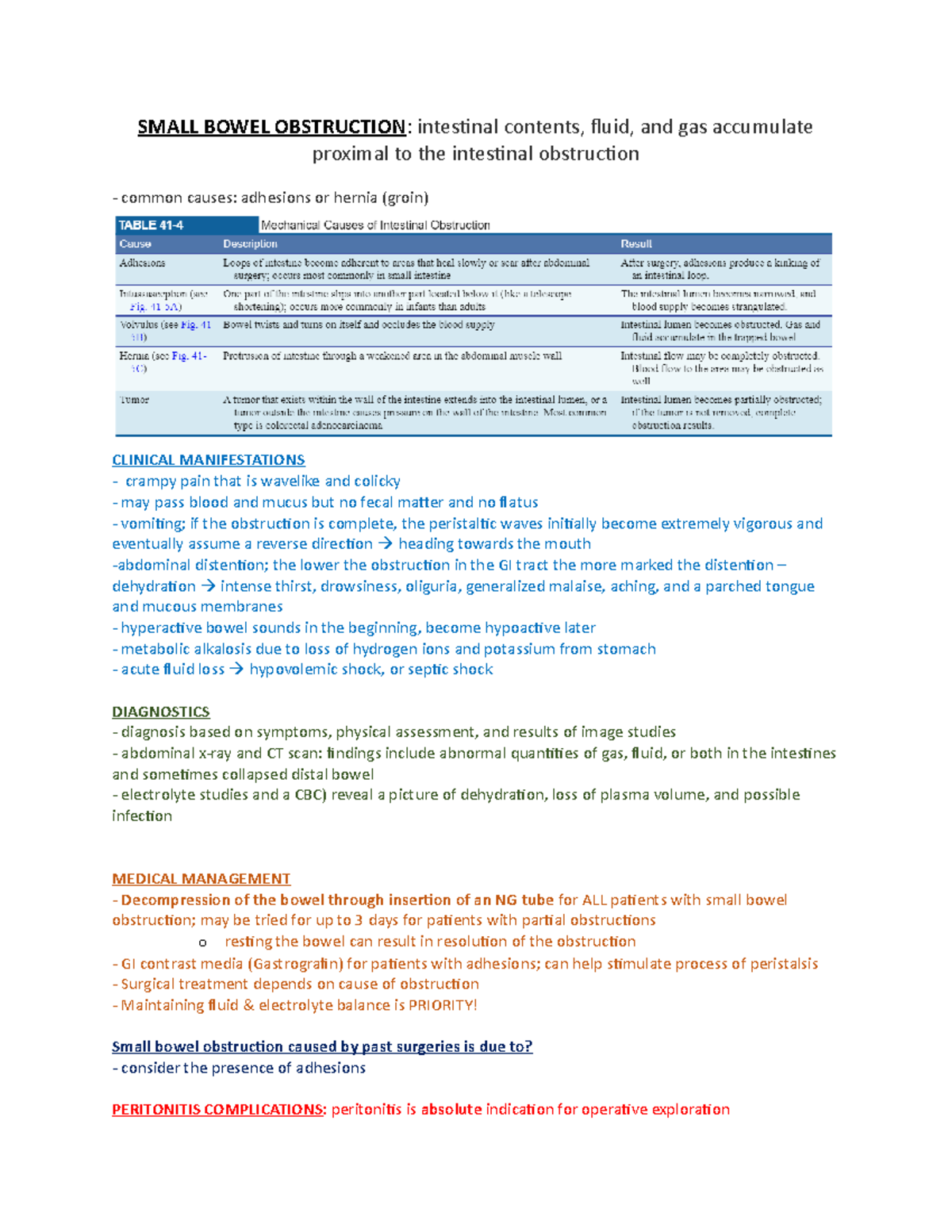 Small Bowel Obstruction concept map - SMALL BOWEL OBSTRUCTION ...