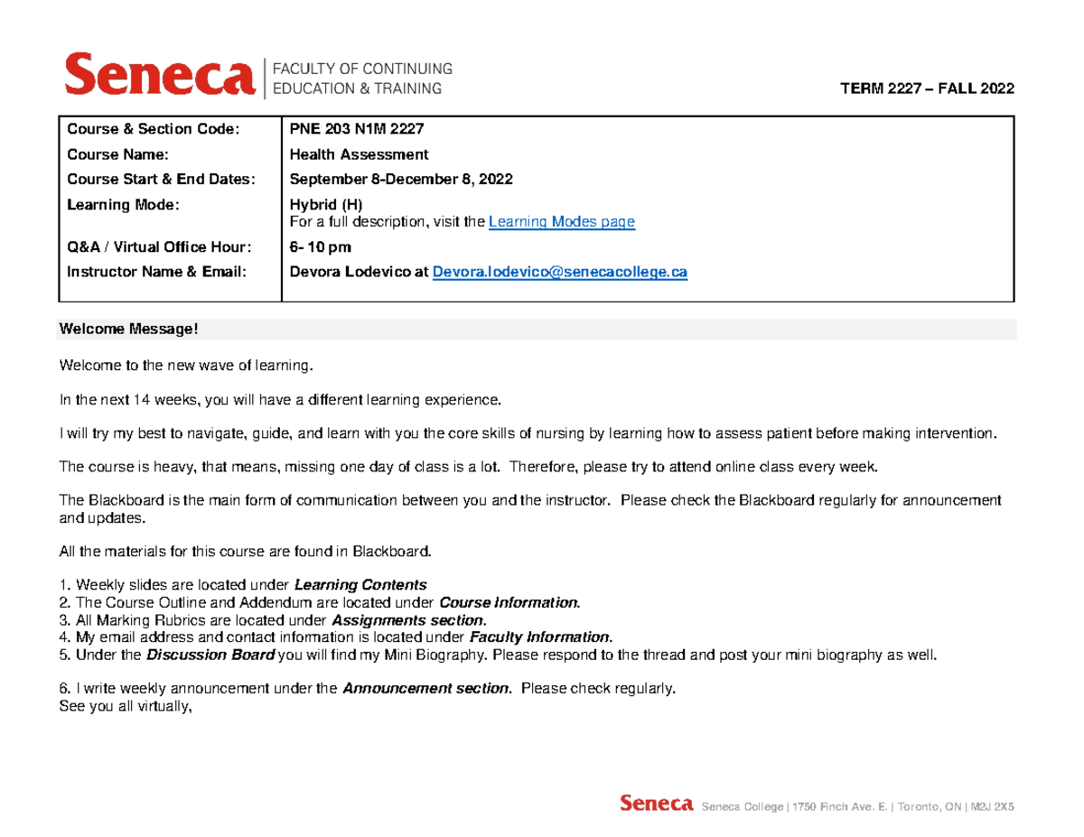 Health Assessment Addendum - TERM 2227 – FALL 2022 Course & Section ...