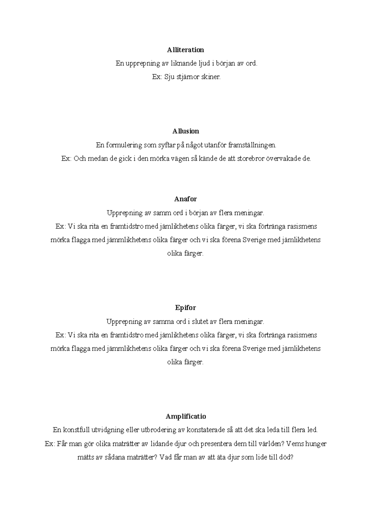 Stillfigurer - Alliteration En upprepning av liknande ljud i början av ...