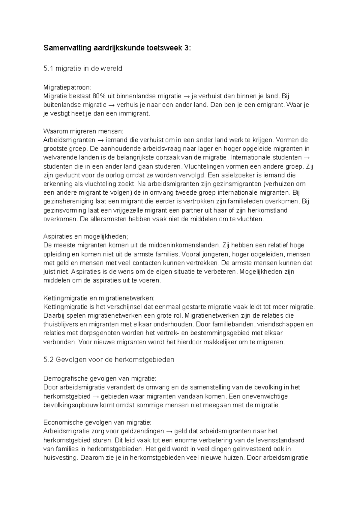 Samenvatting aardrijkskunde hoofdstuk 5 vwo 3 - Samenvatting aardrijkskunde toetsweek 3: 5 ...