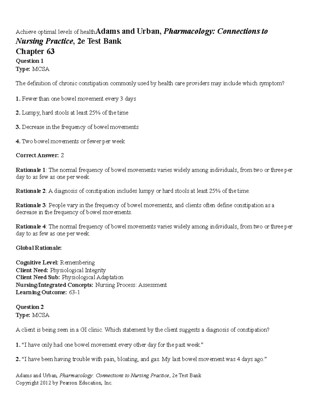 CH63 - Fundamental Nursing - Potter-Perry - Achieve optimal levels of ...