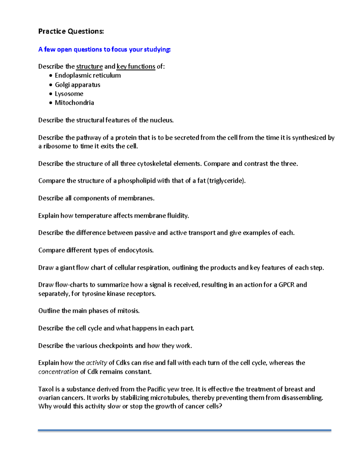 Midterm pracrtice questions - Practice Questions: A few open questions ...