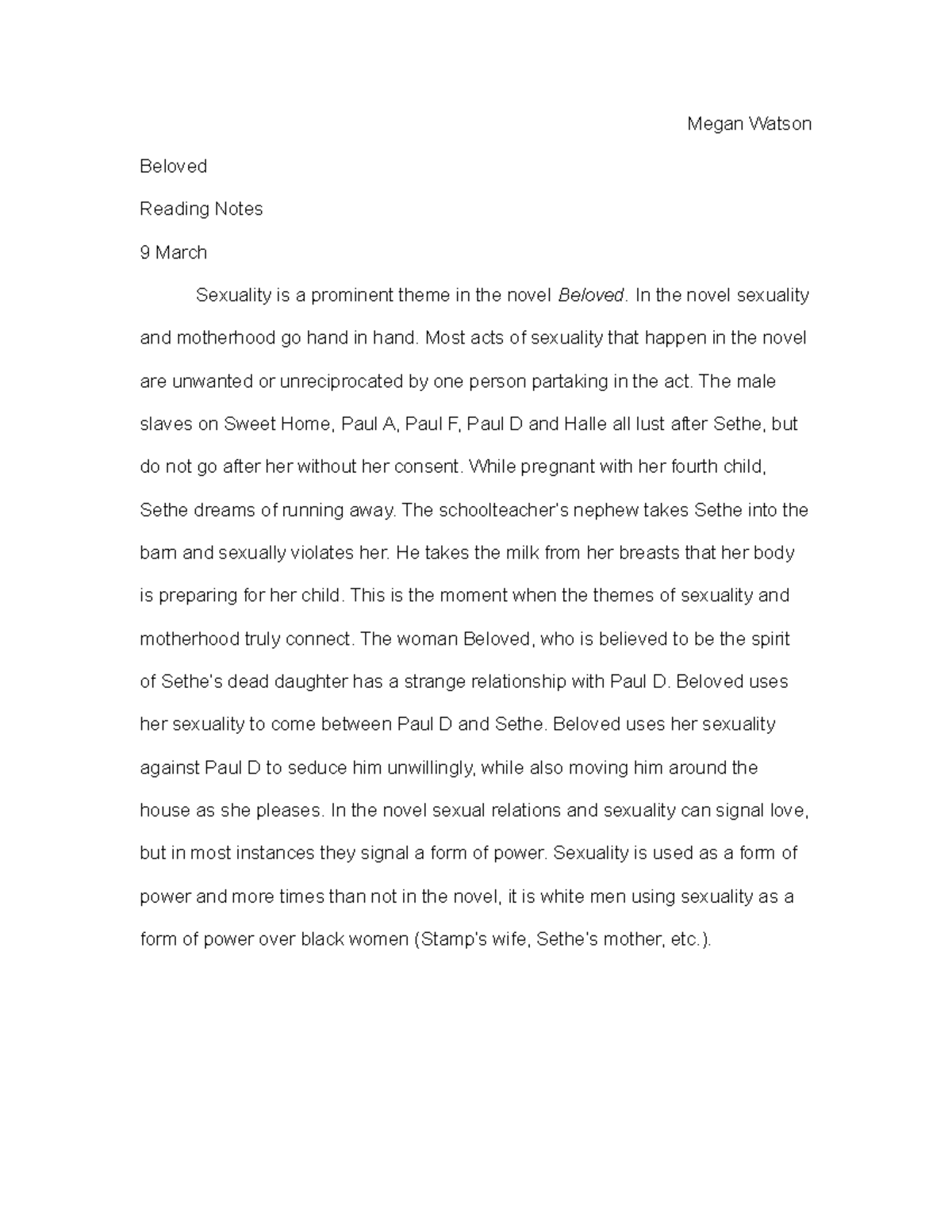 Beloved Reading Notes W7 - Megan Watson Beloved Reading Notes 9 March ...