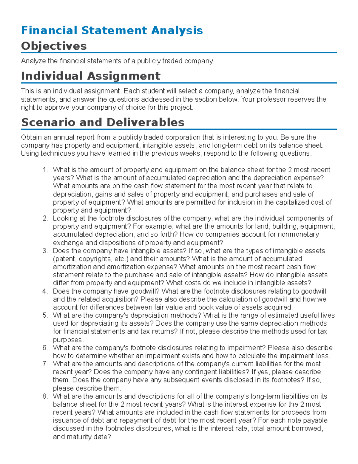 ACCT306 Course Project Overview - Financial Statement Analysis ...