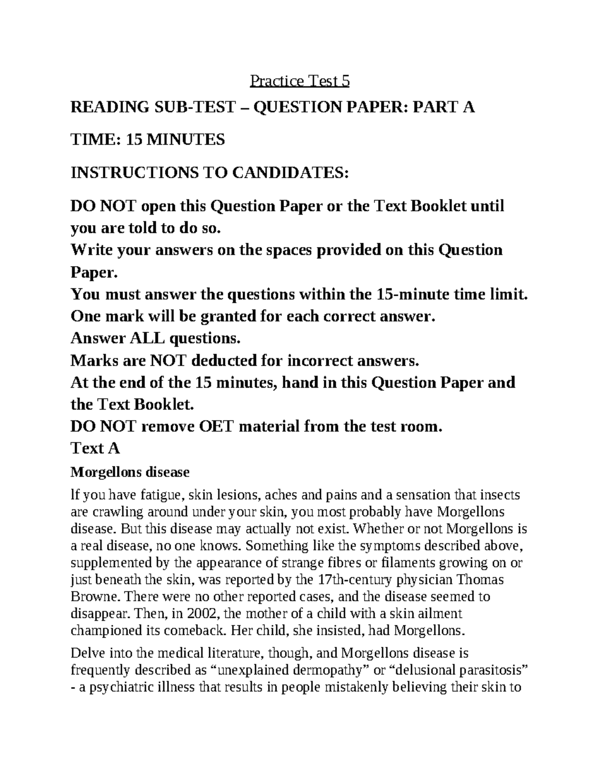 Full Reading Test ABC-2 - Practice Test 5 READING SUB-TEST – QUESTION ...
