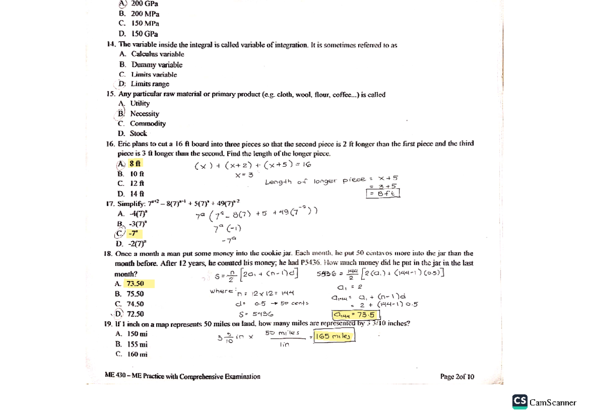 Math Evaluation Material - BS Mechanical Engineering - Studocu