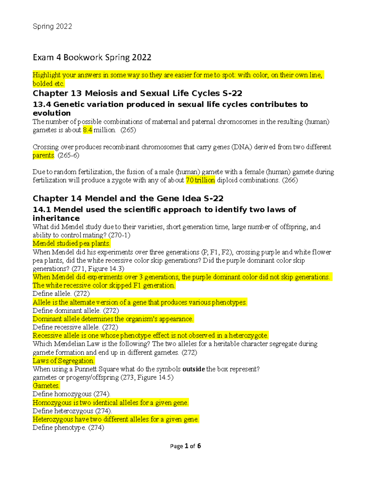 Exam 4 Bookwork 4 Spring - Exam 4 Bookwork Spring 2022 Highlight your ...