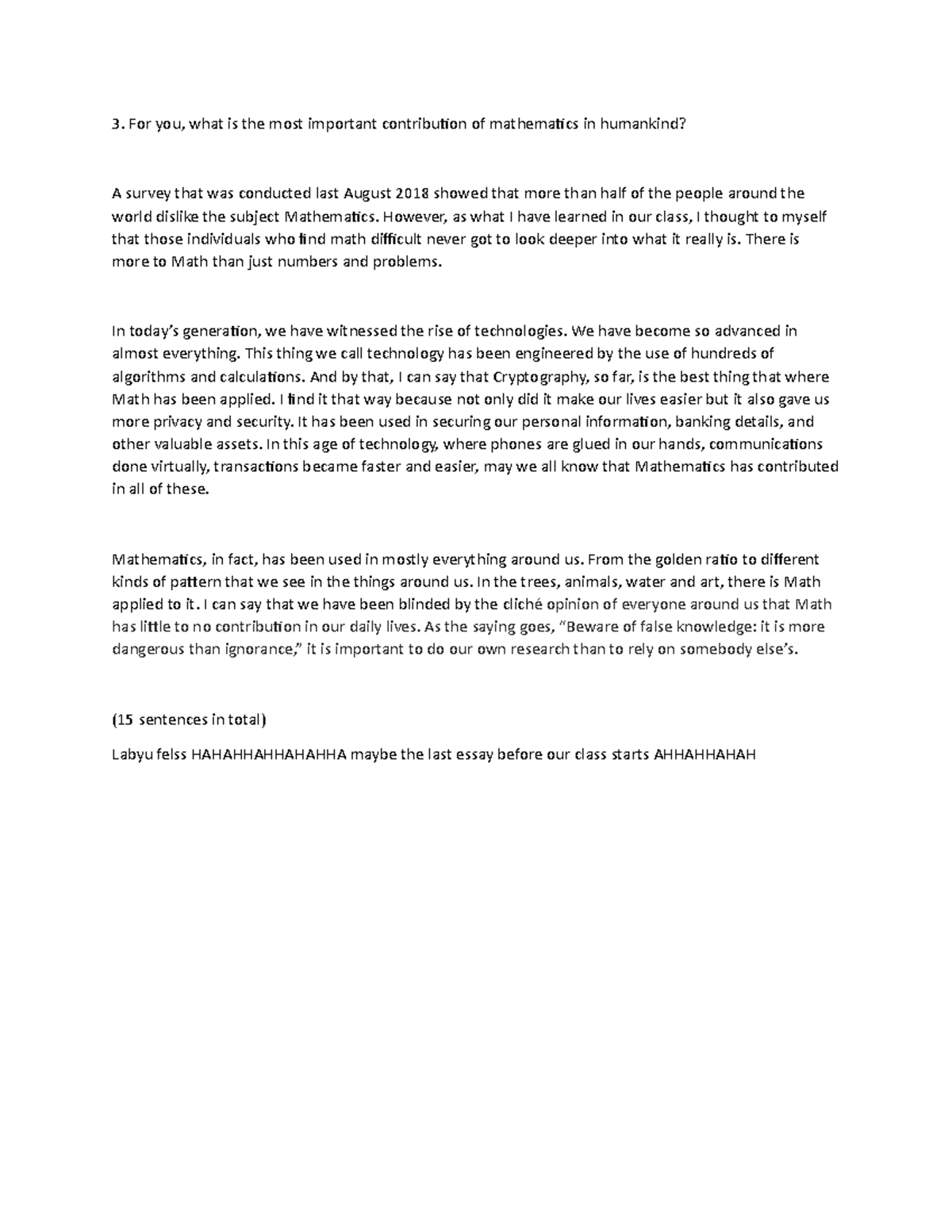 Math Reflection Paper: How Mathematics is Applied in Real Life ...