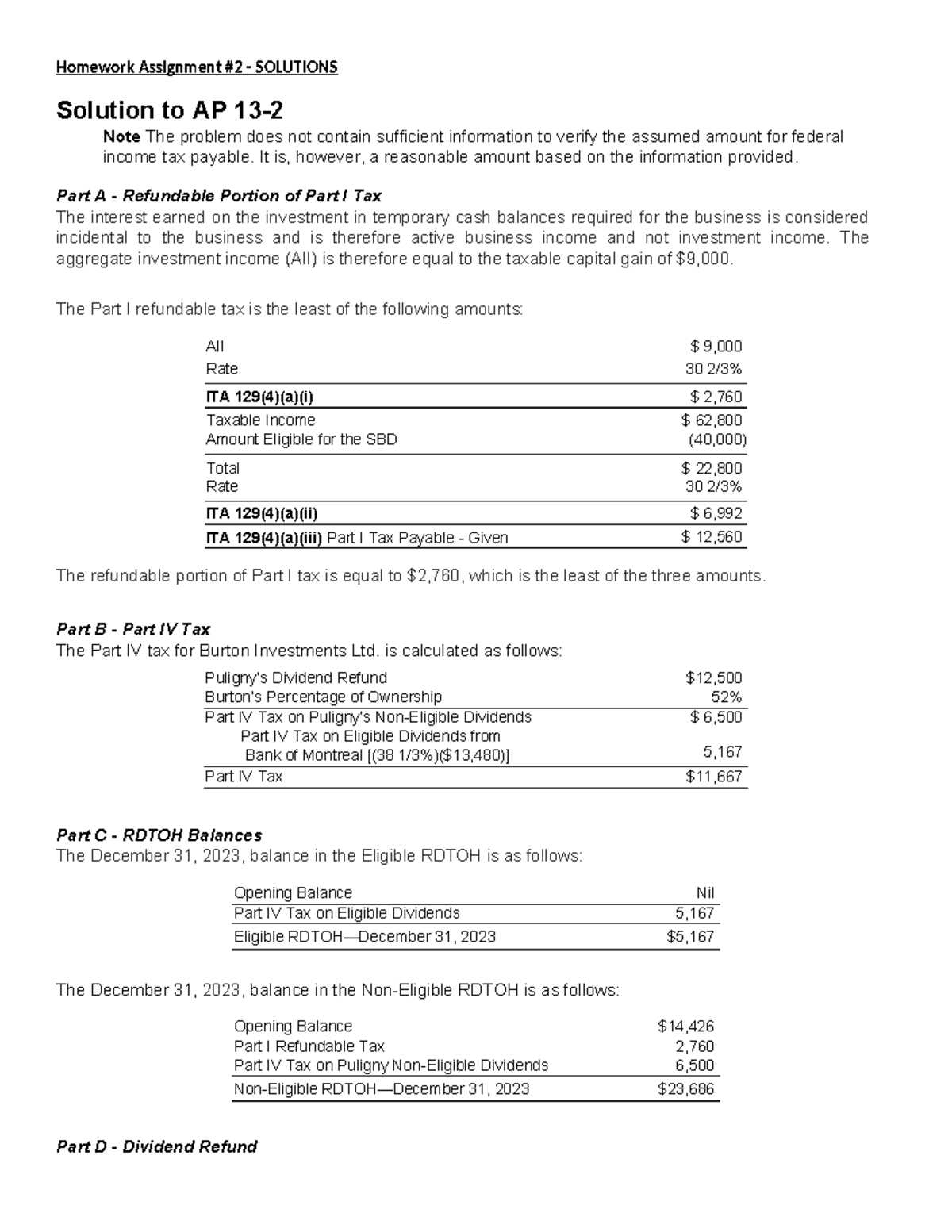 Homework Assignment 2 - Solutions(1) - Homework Assignment #2 - SOLUTIONS Solution to AP 13 ...