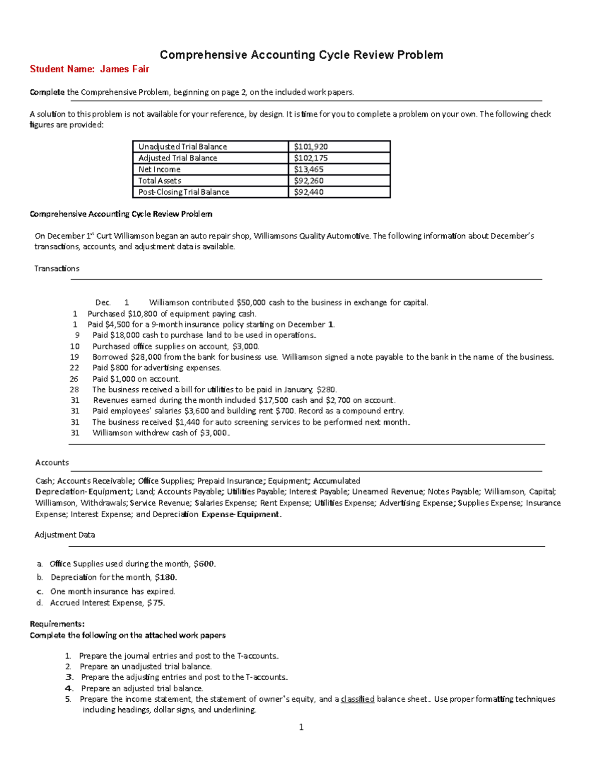 283797265 accounting cycle review problem - Comprehensive Accounting ...