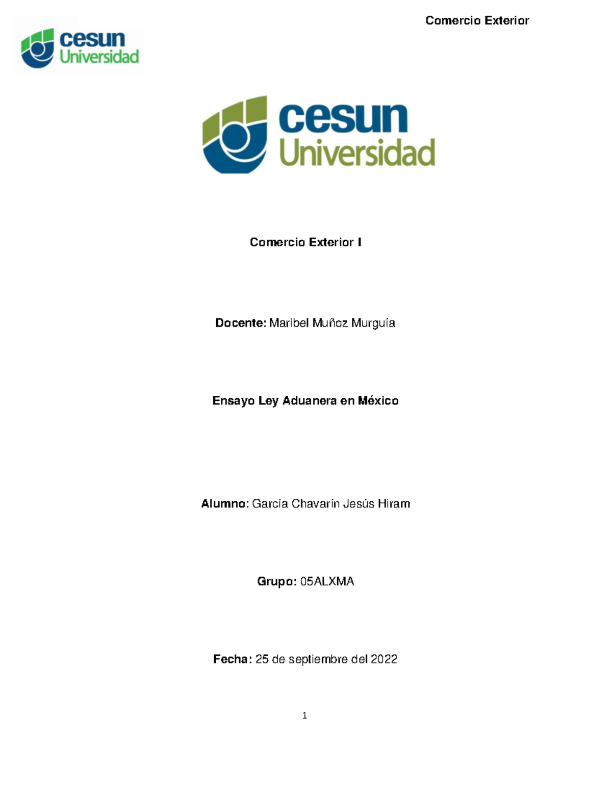 Garcia Chavarin Jesus Hiram-Ensayo Ley Aduanera en México - Comercio ...
