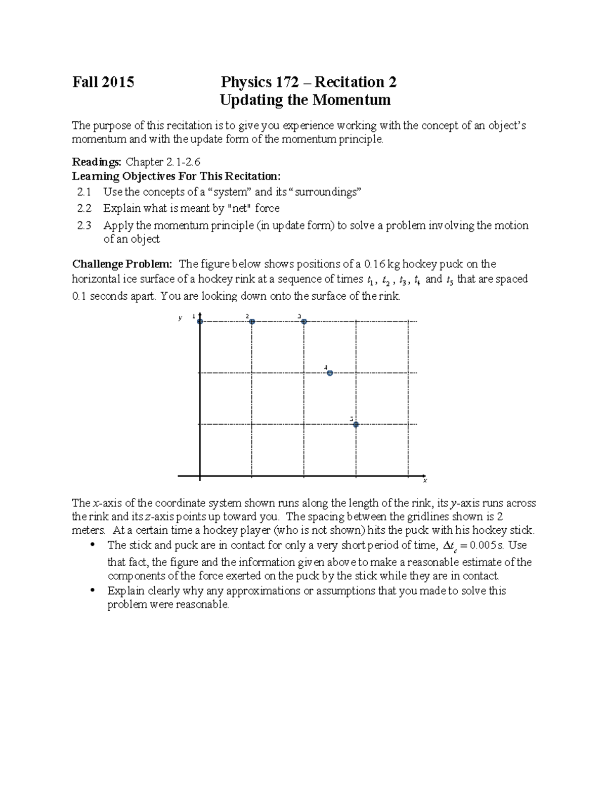Rec02Sol 172Fall15 - Recitation Solutions - Fall 2015 Physics 172 ...