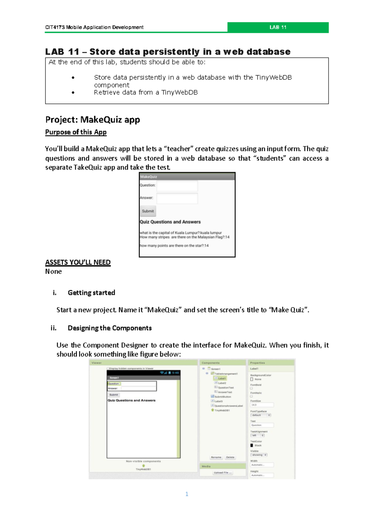 Lab 11 - lab 11 - LAB 11 – Store data persistently in a web database At the end of this lab ...