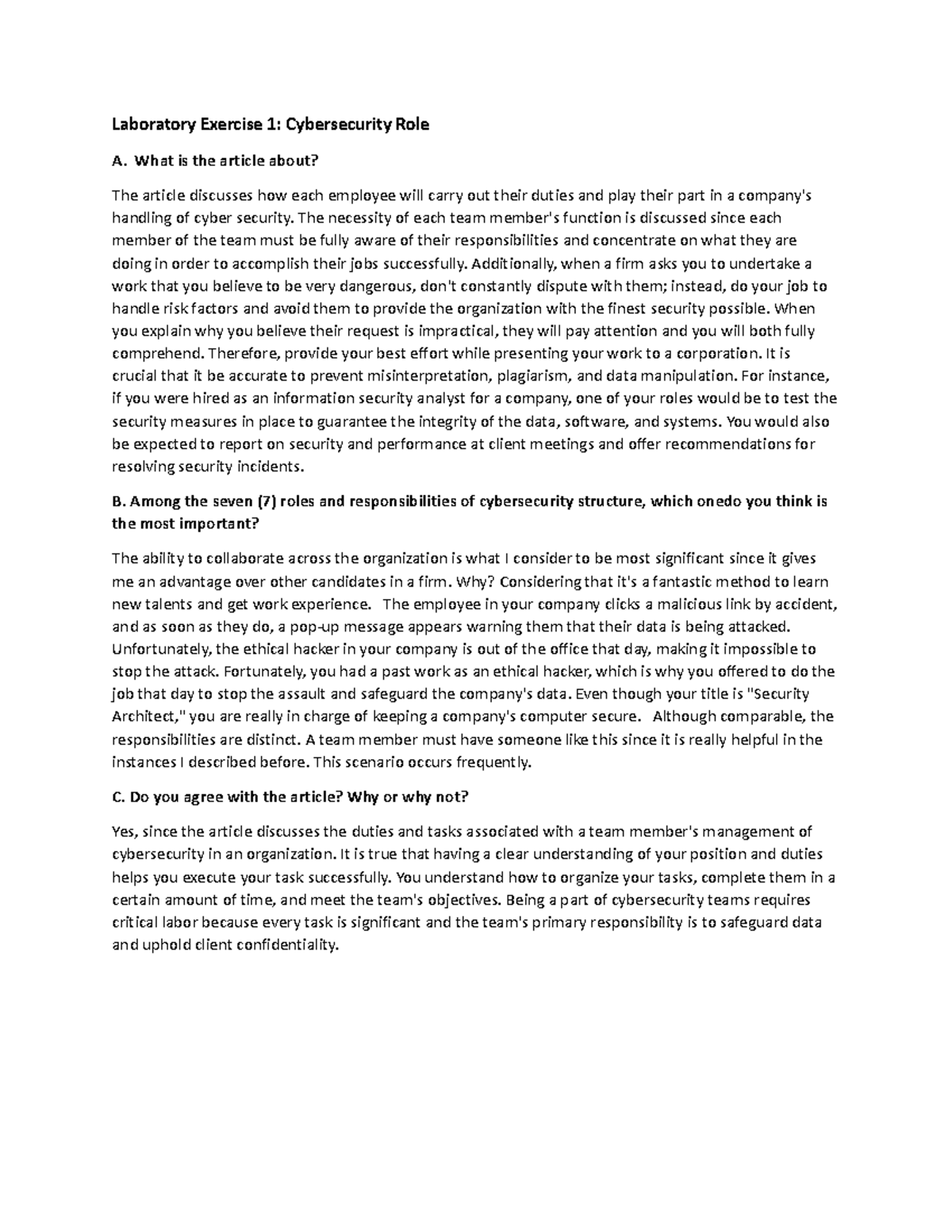 Laboratory Exercise 1 - casc - Laboratory Exercise 1: Cybersecurity ...