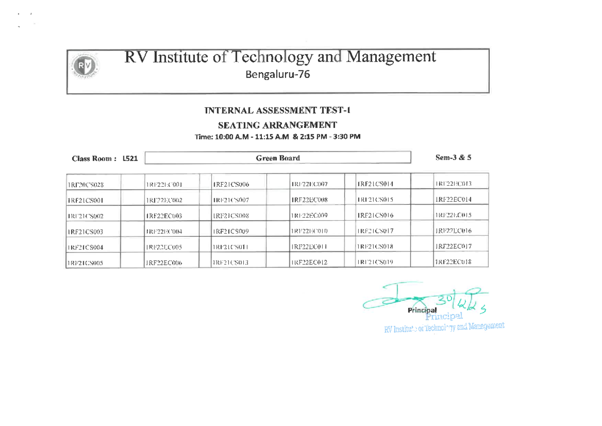 Seating Allotment-CIE1-III Sem & V Sem - Computer Science and ...