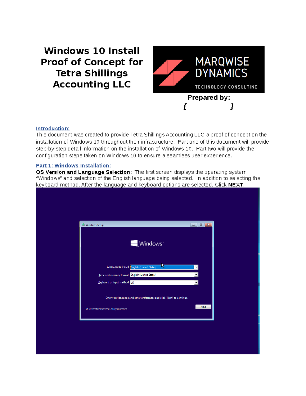 CMIT 380 Project 2 Proof of Concept - Windows 10 Install Proof of ...