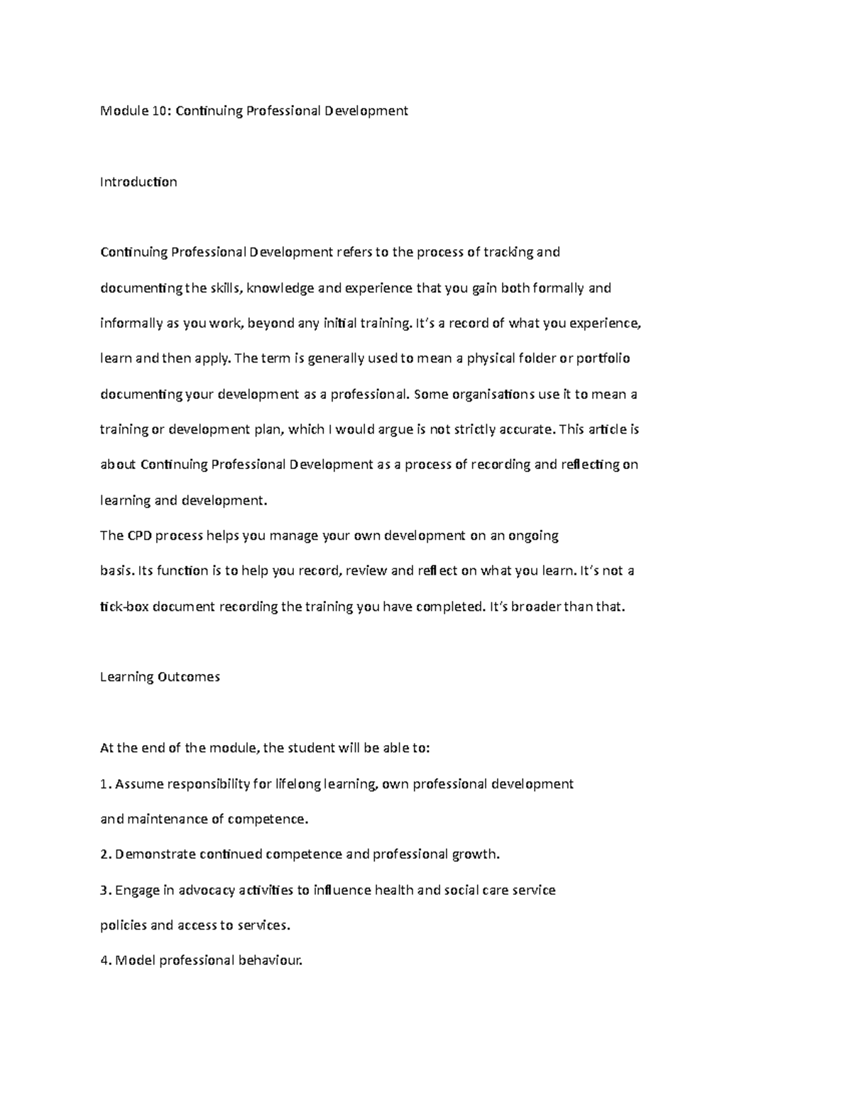 7. Module 10 Continuing Professional Development - Module 10 ...