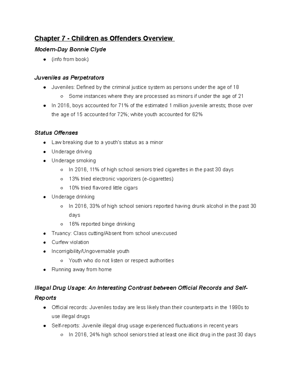 Children and Crime - Chapter 7 (Notes) - Chapter 7 - Children as ...