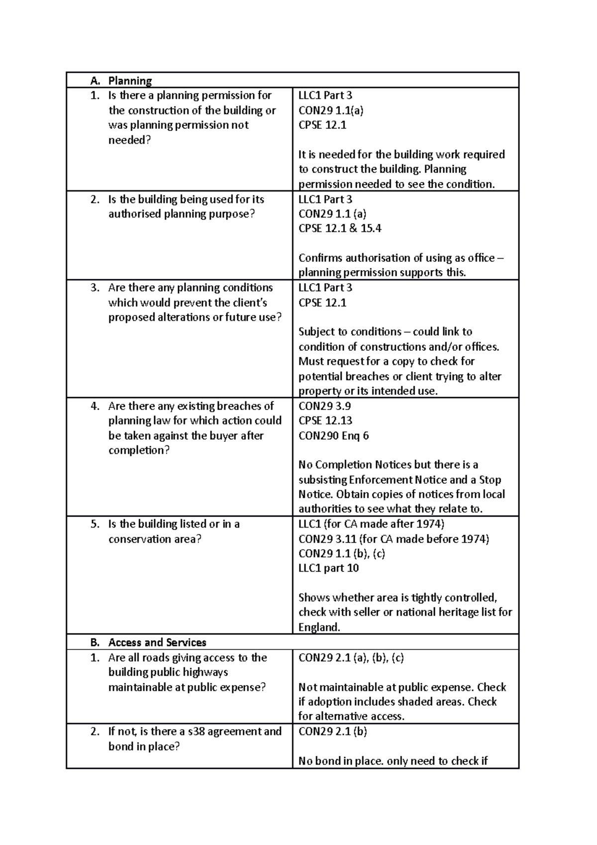 Real Estate 4 - Notes from workshops - A. Planning Is there a planning ...