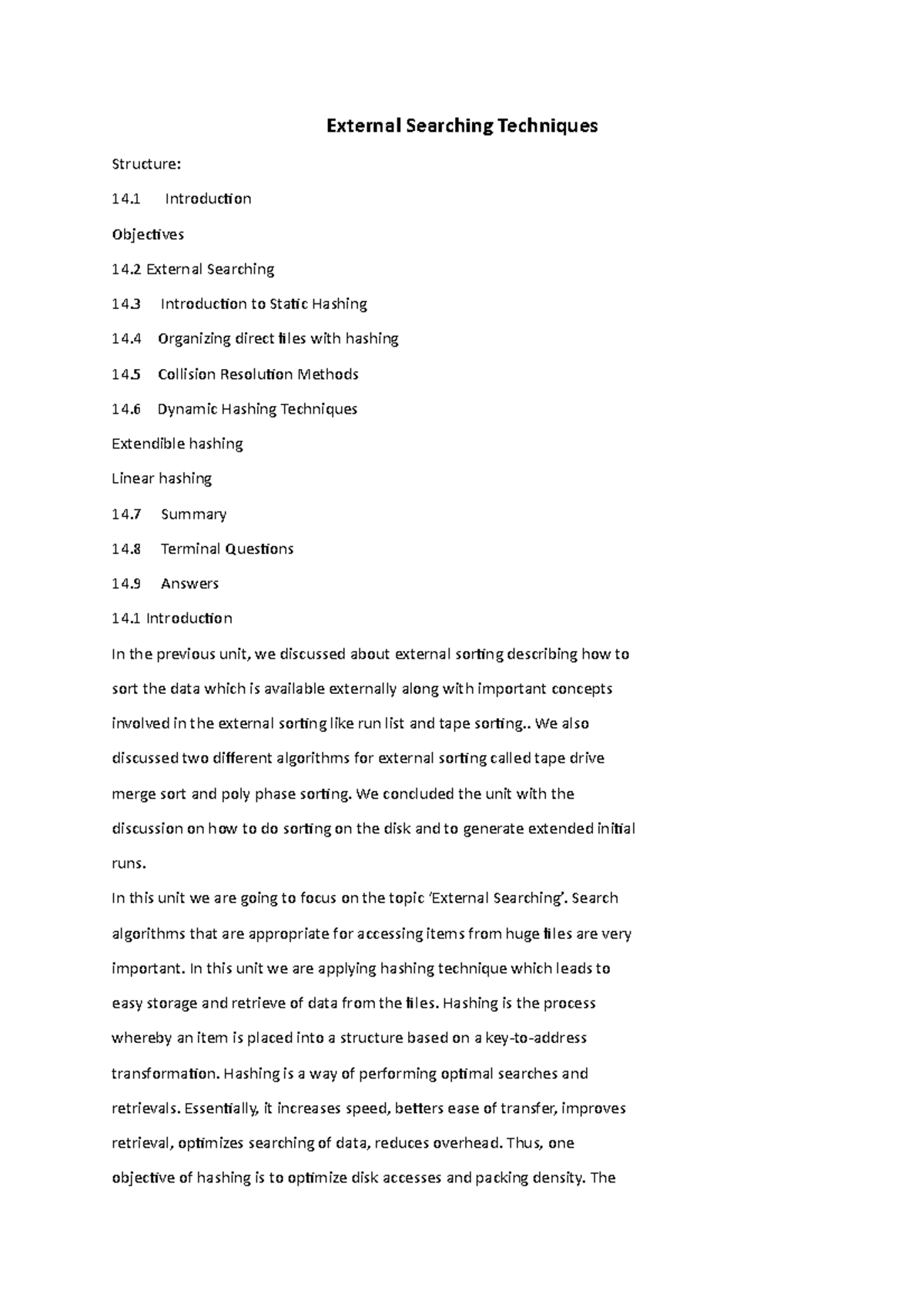 External Searching Techniques - External Searching Techniques Structure ...