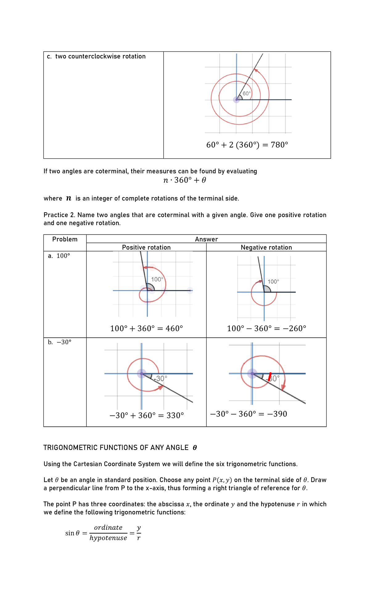 Trigo Module 4 Final-2-8 - If two angles are coterminal, their measures ...