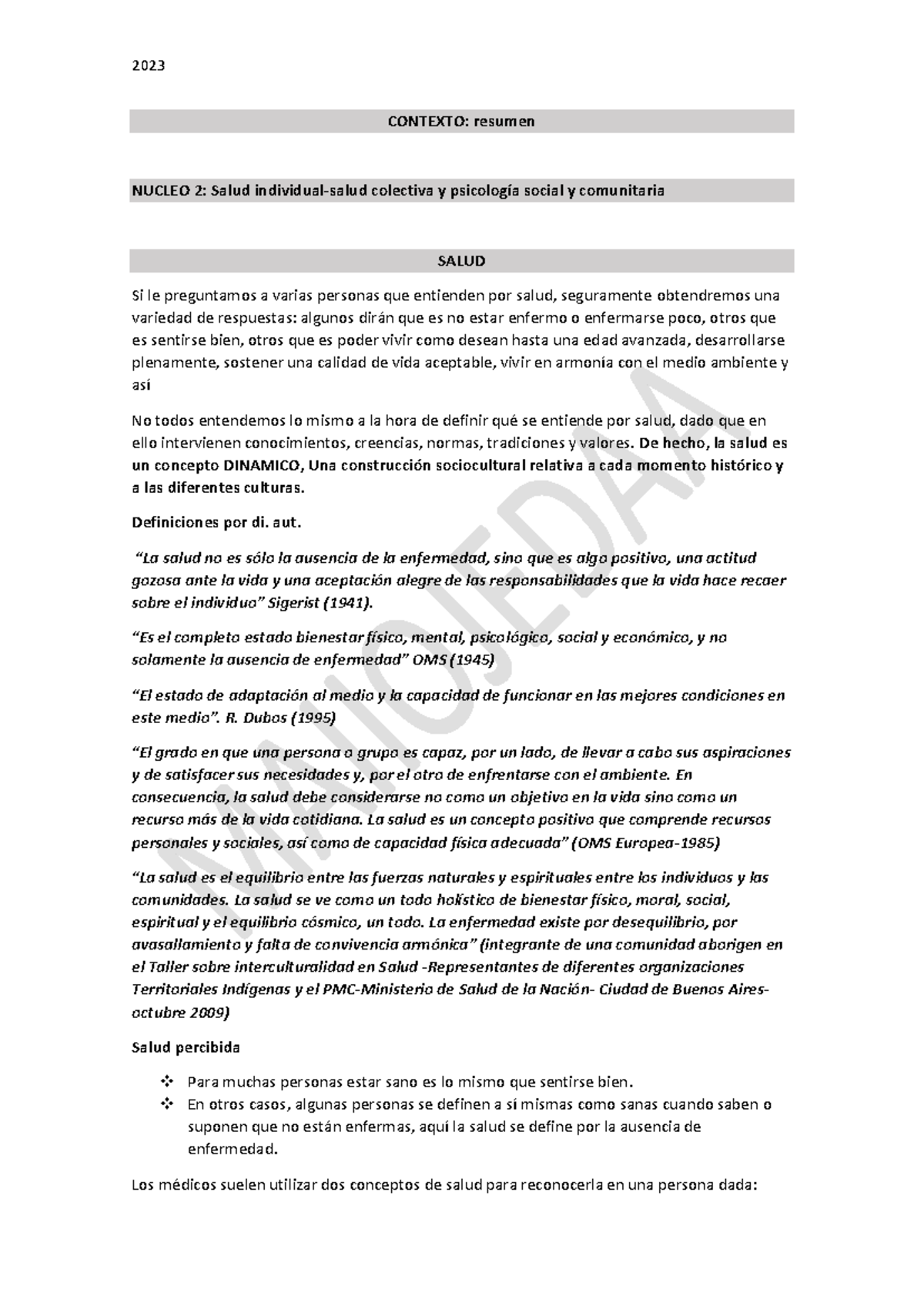 Context núcleo 2DEFF - CONTEXTO: resumen NUCLEO 2: Salud individual ...