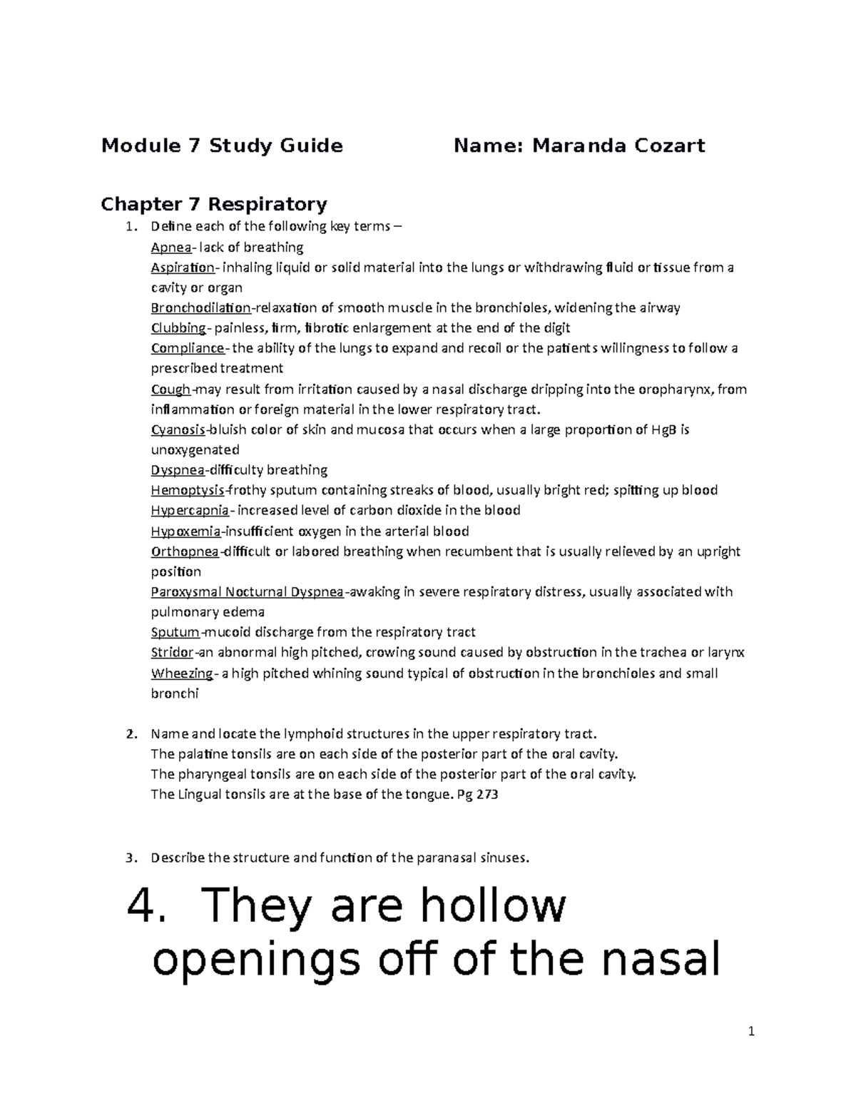 Patho Module 7 SG - study guide - Module 7 Study Guide Name: Maranda ...