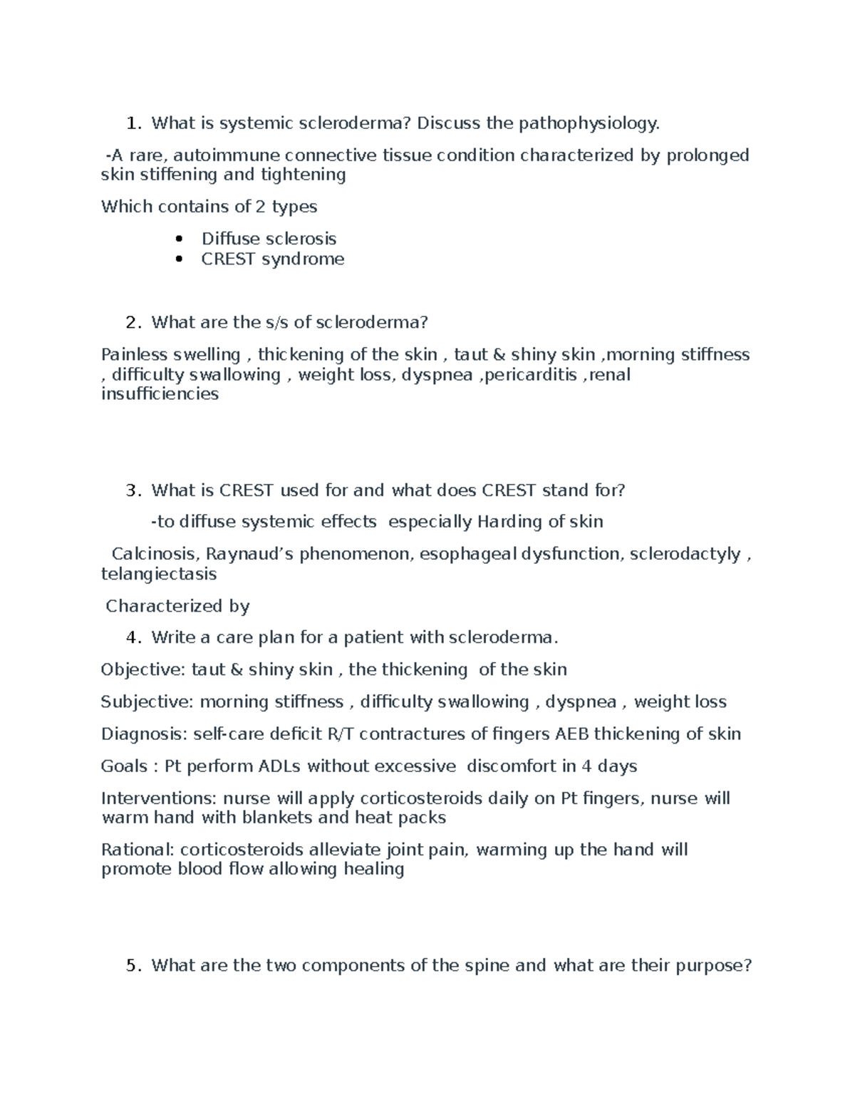 Unit 2 MS homework - home work - What is systemic scleroderma? Discuss ...