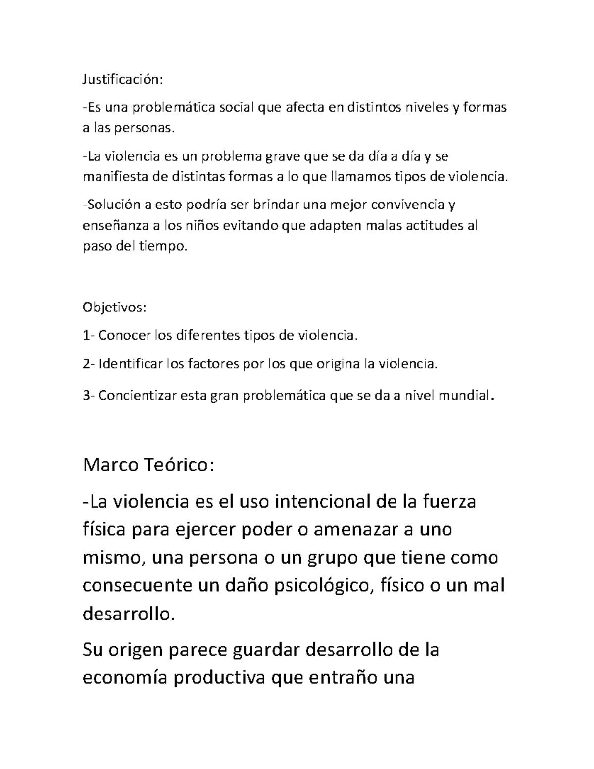 Tipos de violencia - JustificaciÛn: -Es una problem·tica social que afecta en distintos niveles ...