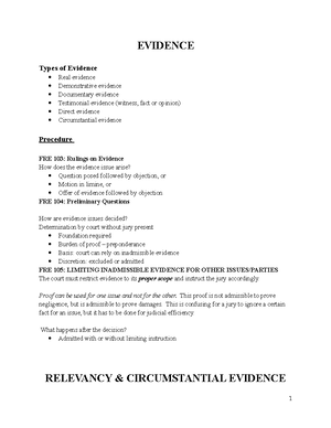 Evidence Short Outline - EVIDENCE SHORT OUTLINE 901-902 ...