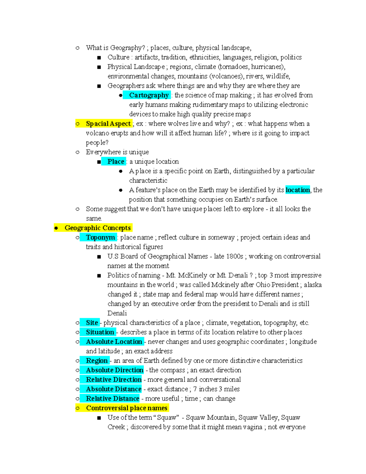 Week 1 - Week 1 of lecture notes from Discover Geography at Slippery ...