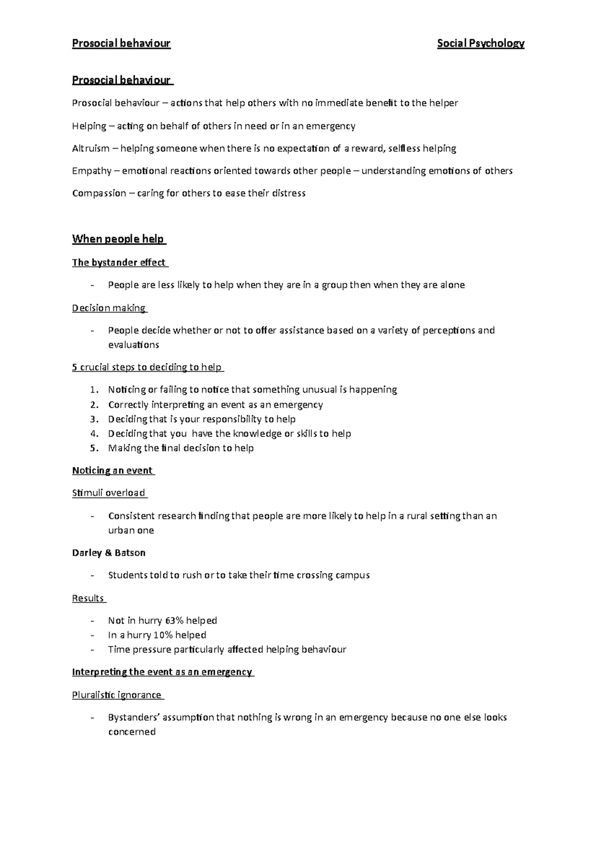 Social psychology - prosocial - Prosocial behaviour Prosocial behaviour ...