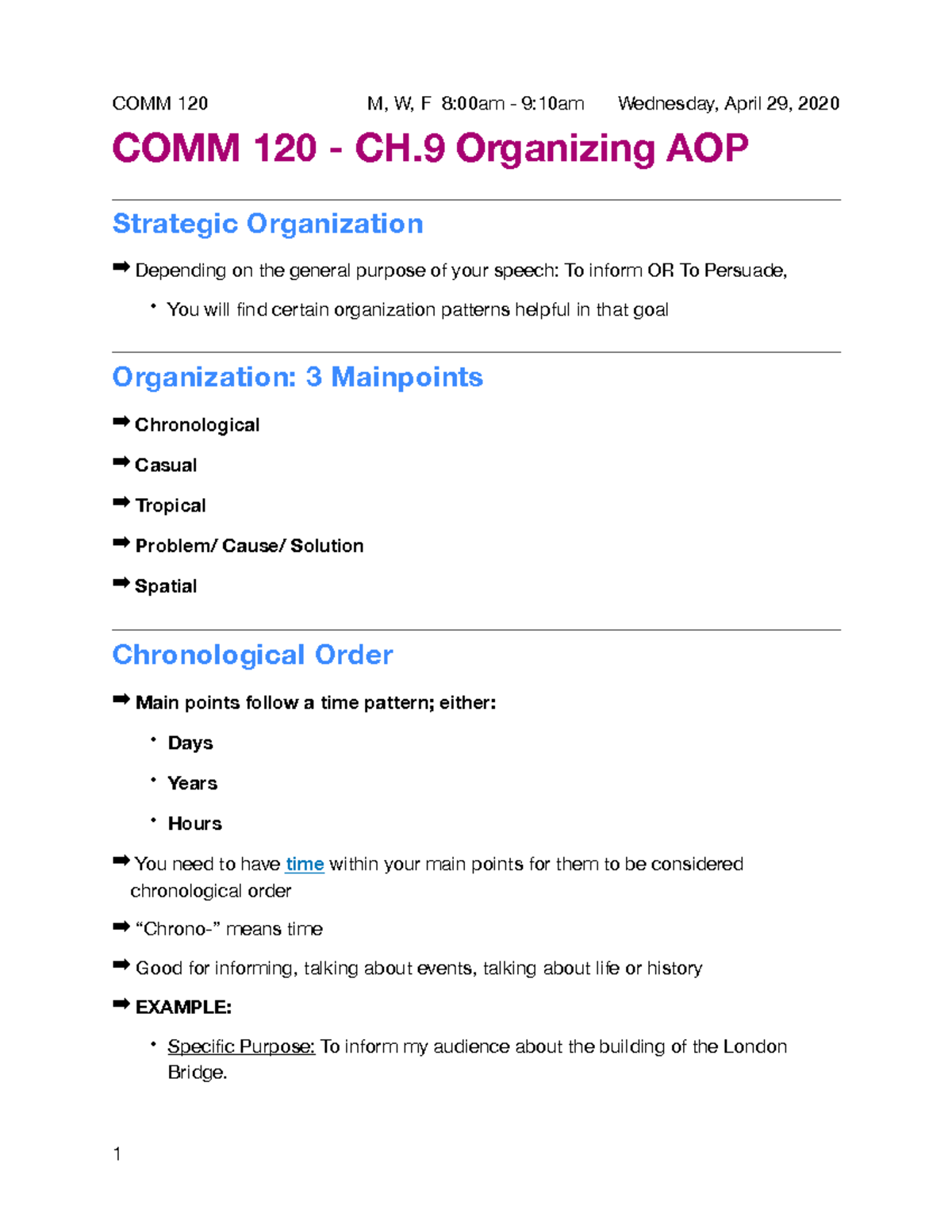 COMM 120 - CH.9 Organizing AOP - COMM 120 - CH Organizing AOP Strategic ...