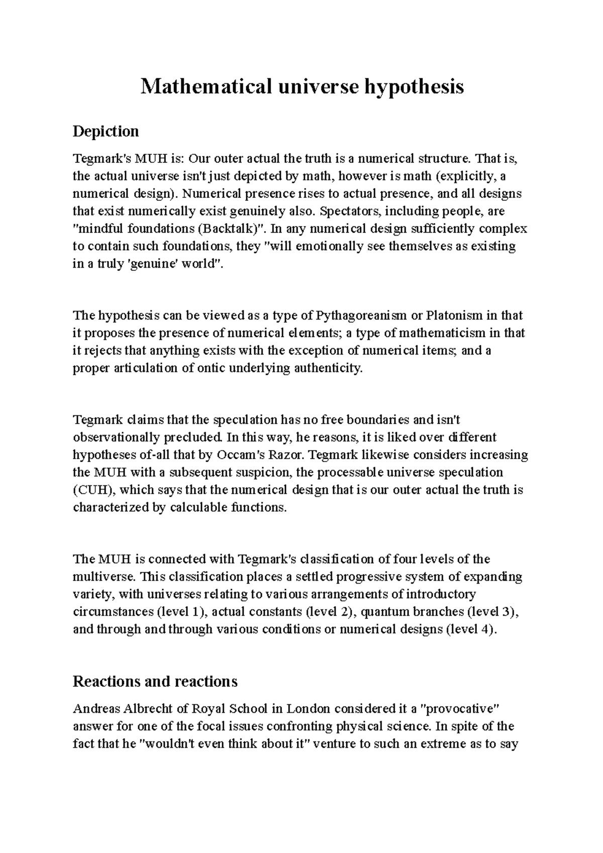 Mathematical universe hypothesis - Mathematical universe hypothesis ...