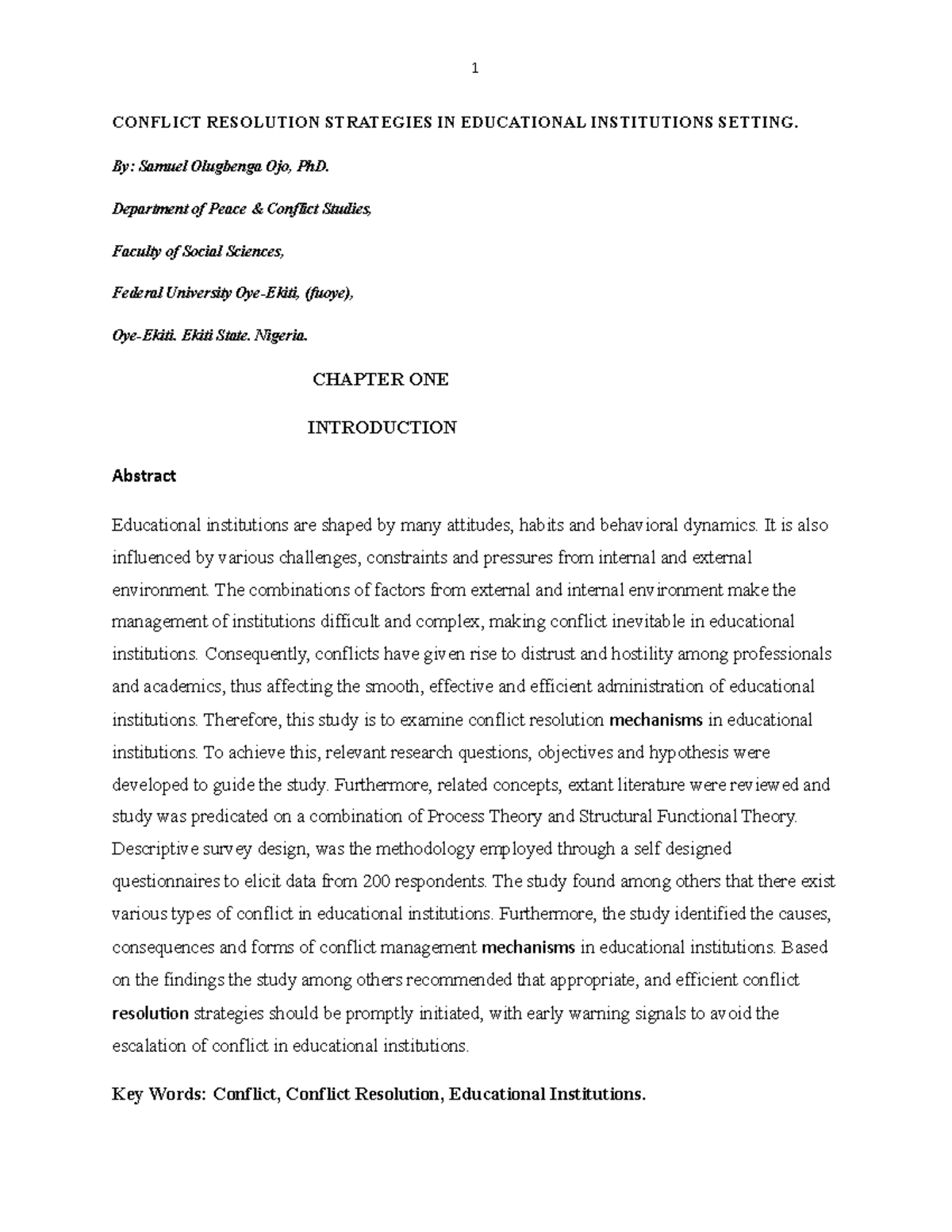 Conflict Resolution Strategies IN Education - CONFLICT RESOLUTION ...